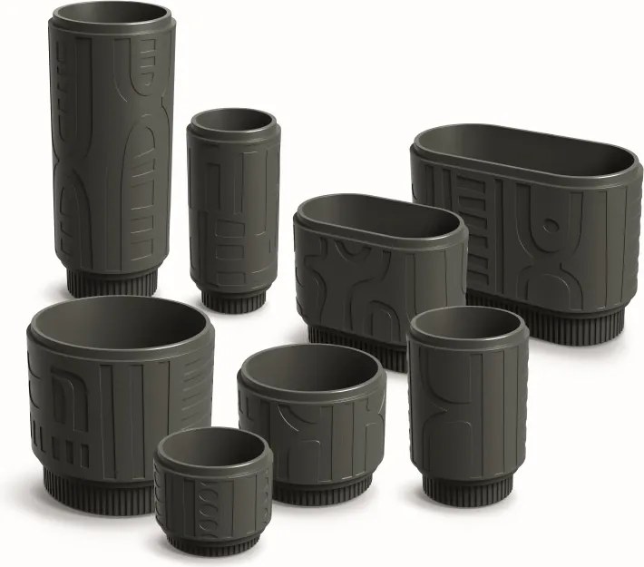 Plastový květináč FOLKAS ROUNDOS CASE pískový