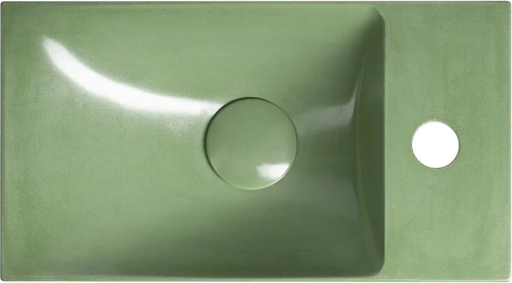 Sapho Sapho, AGOS betonové umyvadlo 40x22cm, levé/pravé, zelená lesk, AS40023
