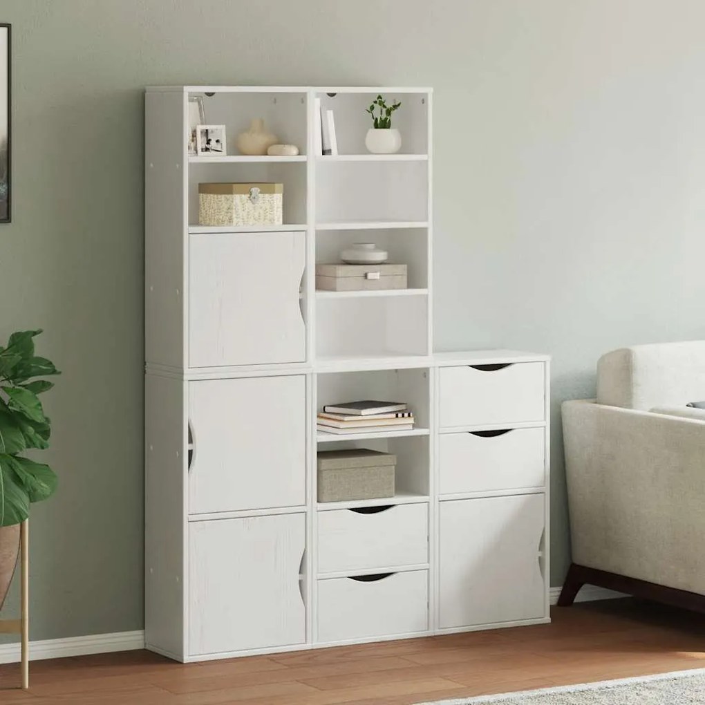 Boční skříňky 5 ks "ODDA" Bílá 40x24x79 cm Borovicový masiv 3365359