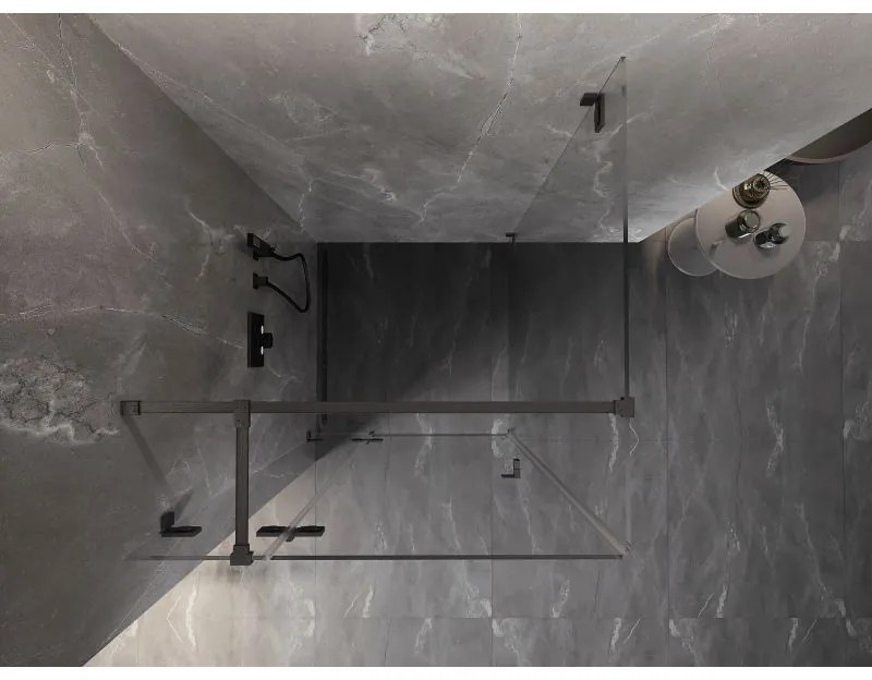 Mexen Lunar T, sklápěcí sprchový kout levý 120 x 120 cm, 8mm čiré sklo, profil grafit broušený, 834T-120-120-66-00-L