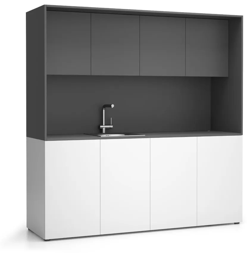 Kuchyňka NIKA se dřezem a baterií 1963 x 600 x 2000 mm, grafitová, levé