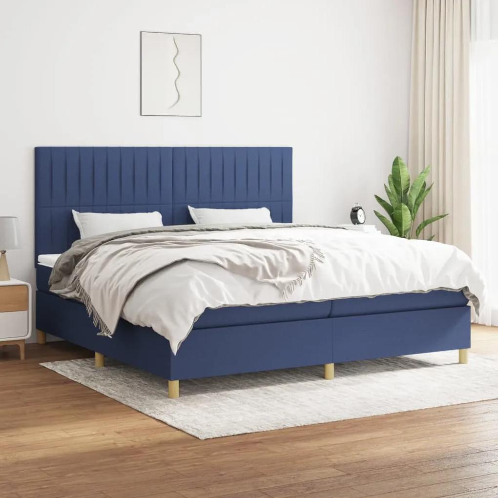 Box spring postel s matrací modrá 200x200 cm textil,  3142527