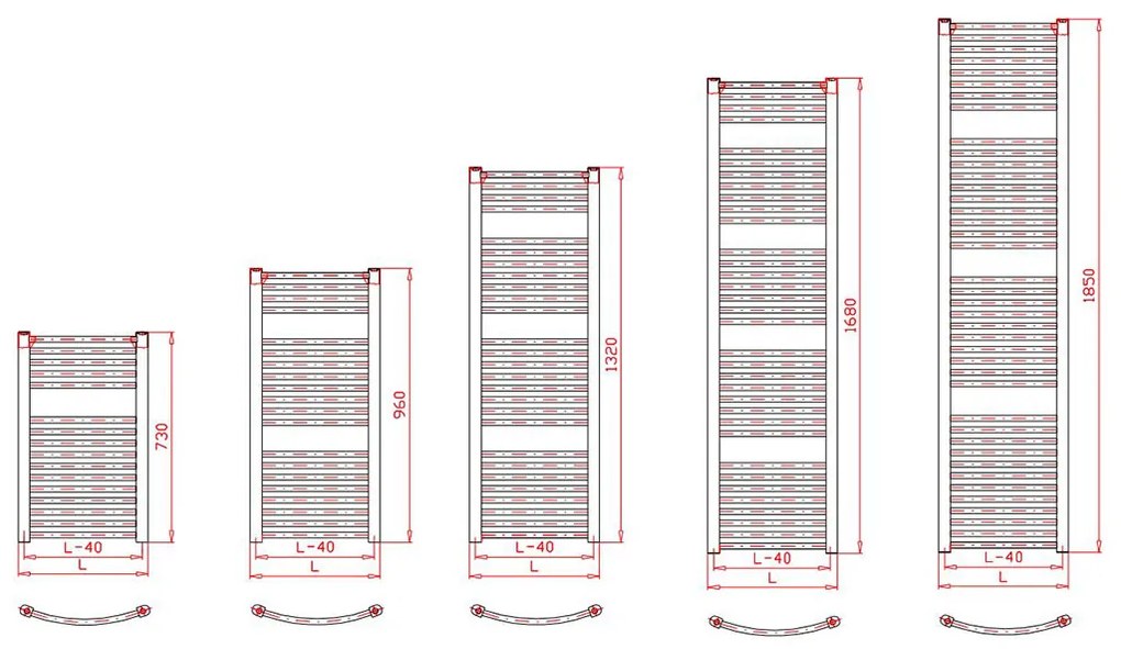 BPS-koupelny Koupelnový radiátor Eco EC-X 45168 / bílá RAL 9016 (168x45 cm)