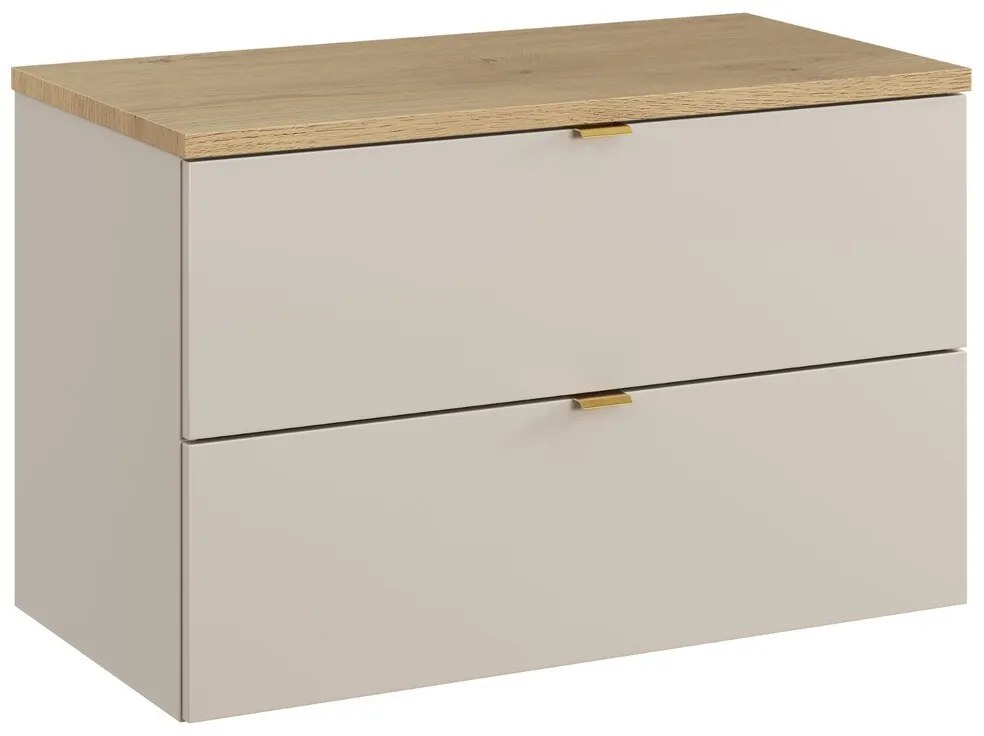 Závěsná skříňka pod umyvadlo Dalia Cashmere Nordic s deskou 80 cm kašmírová/dub cremona