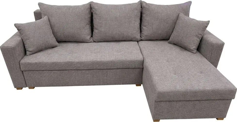 Rohová rozkládací sedací souprava do L LORENZA, 238 cm, s úložným prostorem Roh pohovky: Pravý roh, Barva látky Sawana: Perlová (Sawana 84)