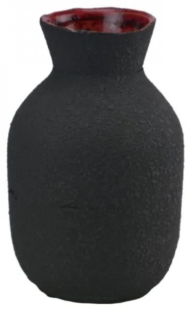 Váza M - design Roman Šedina, keramická hmota, černá, uvnitř červená