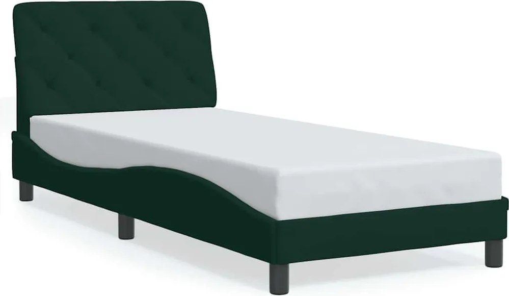 Rám postele s LED bez matrace tmavě zelený 90 x 200 cm samet 3213834