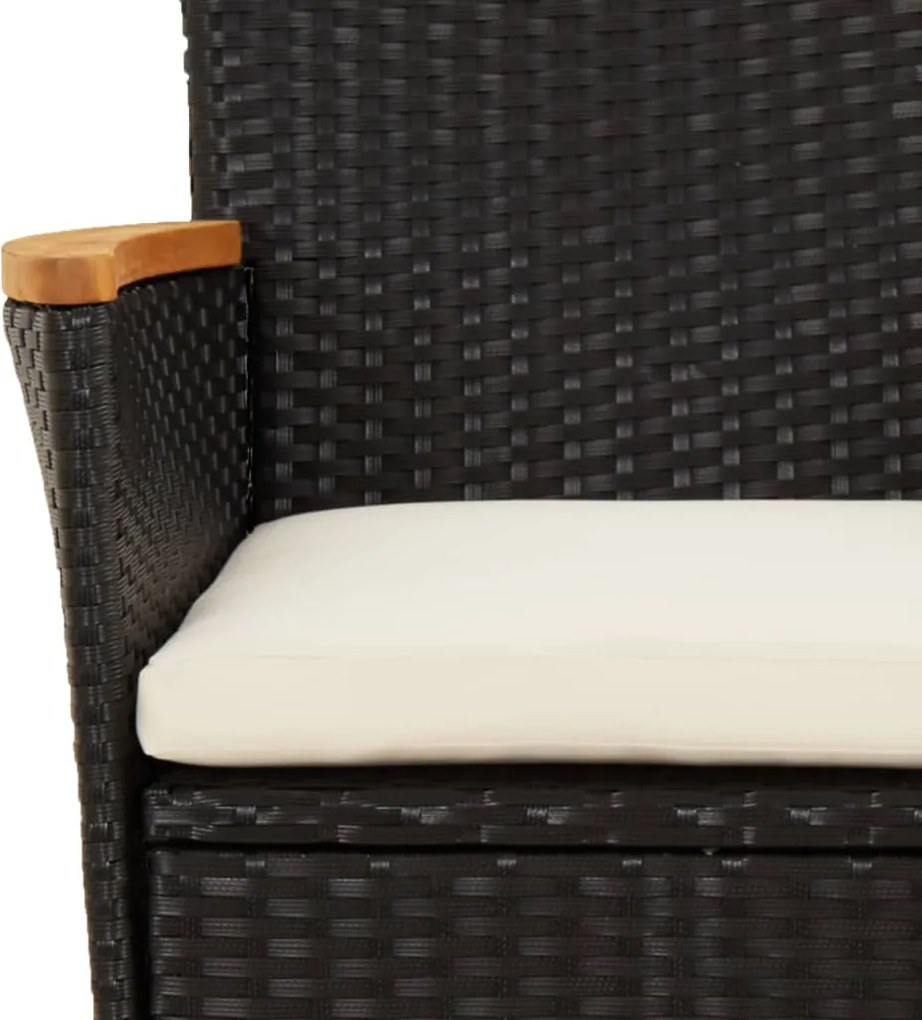 3dílný zahradní bistro set s poduškami černý polyratan 3187428