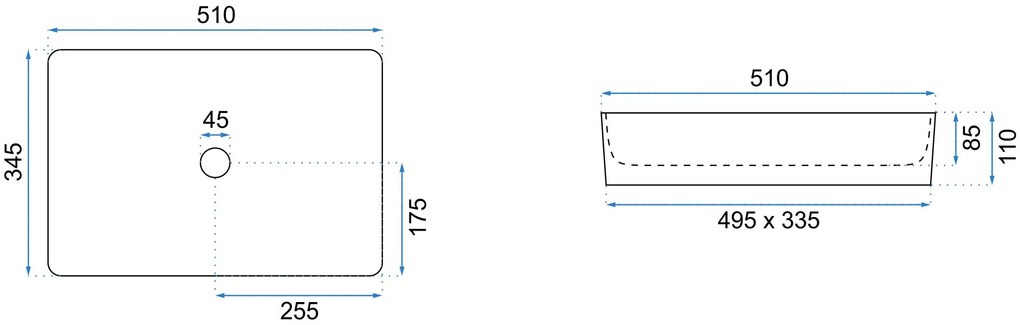 Keramické umyvadlo na desku REA AVIA bílé