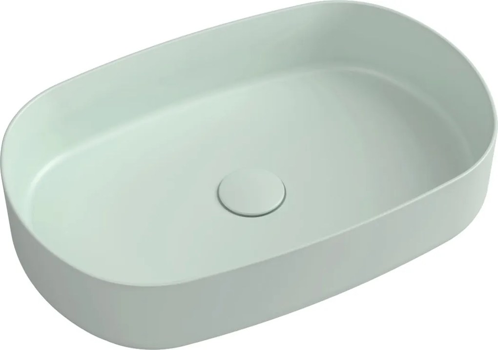 Sapho Sapho, INFINITY OVAL keramické umyvadlo na desku, 55x36 cm, matná zelena Mint, 10NF65055-2T