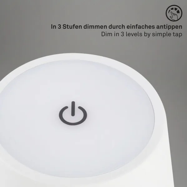 Brilo - LED St nab dotyk stolní lampa KIKI LED/2,6W/5V IP44 2600 mAh bílá