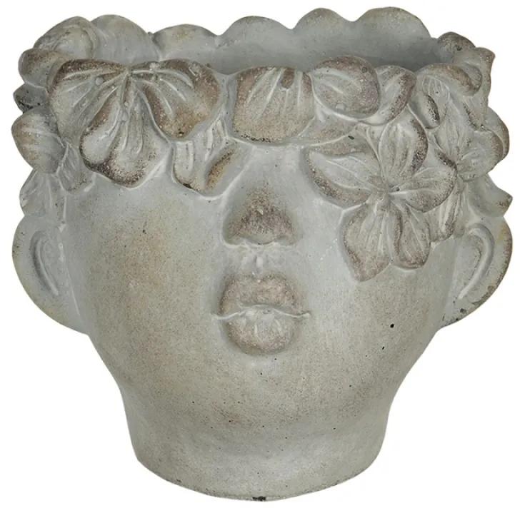 Malý květináč v designu hlavy s květinovým věncem Tete – 12x10x9 cm
