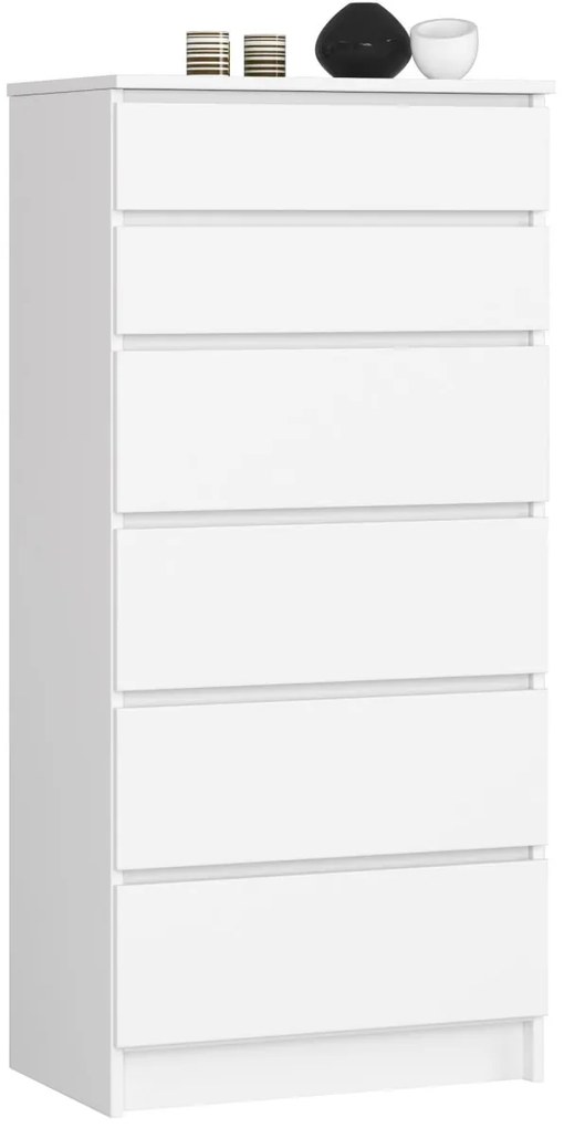 Ak furniture Komoda Kuba 60 cm - 6 šuplíků bílá