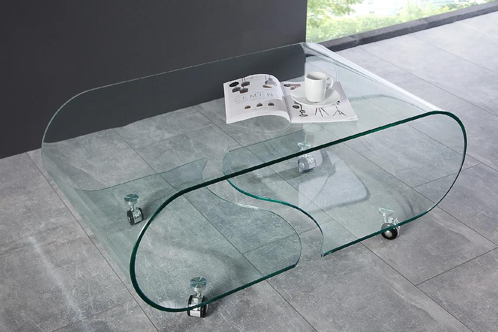 Glamato Konferenční skleněný stolek na kolečkách Ogho, 90 cm