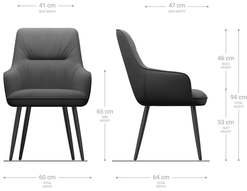 Jídelní židle Zelia-Flex s područkami zúžená podnož černá mikrovlákno
