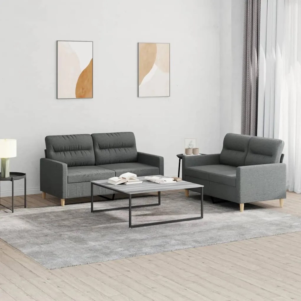 2dílná sedací souprava s poduškami tmavě šedá textil 3201569
