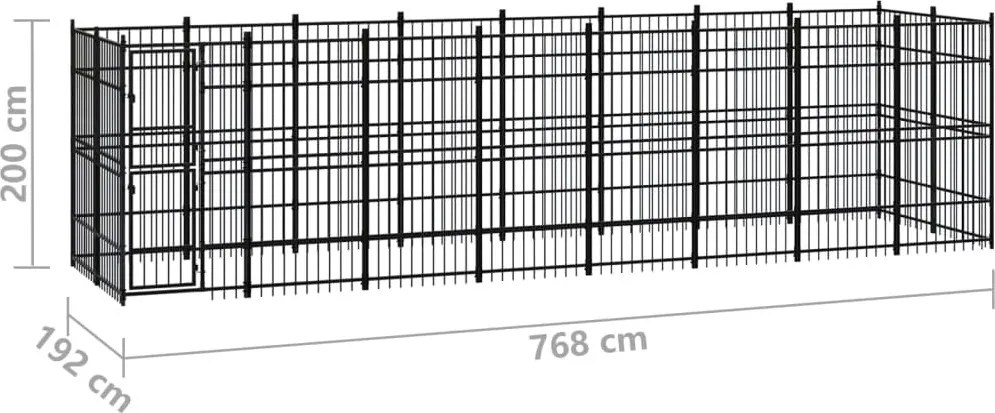 vidaXL Venkovní psí kotec ocel 14,75 m² [3097962]