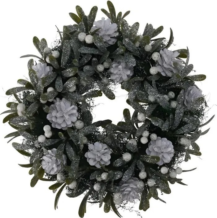 Vánoční věnec Helene s bílými bobulemi 34 cm