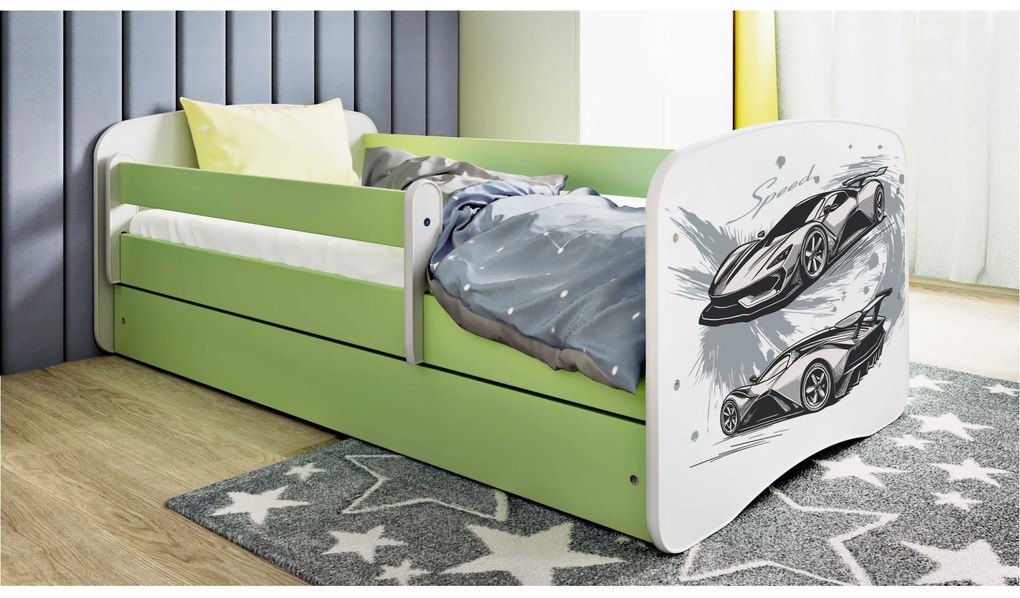 Dětská postel Babydreams závodní auto zelená