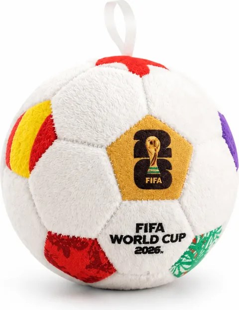 polštář, dekorativní, tvar míče, motiv WORLD CUP 2026, 12x12 cm, plyš, tématika MS 2026, Dekorino PD20260001