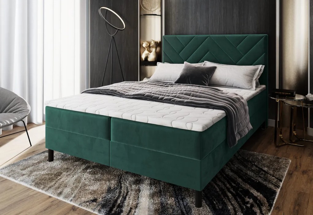 Expedo Čalouněná postel boxspring ROKOS + topper, 140x200, monolith 37