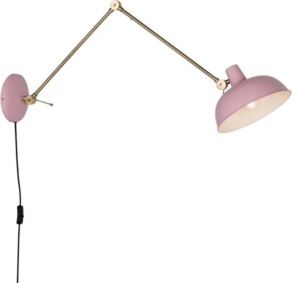 Nástěnné svítidlo s ramenem a vypínačem Milton Pink