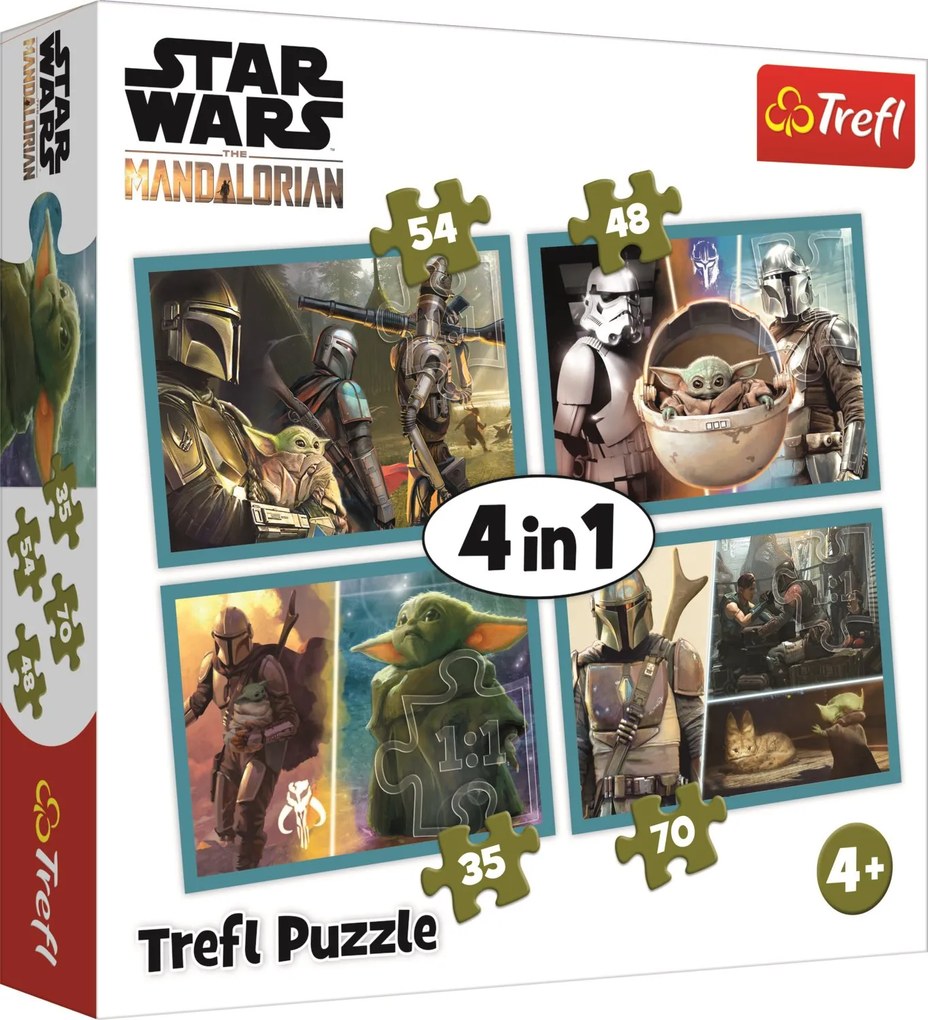 Puzzle trefl puzzle mandalorian a jeho svět 4v1 (35,48,54,70 dílků)
