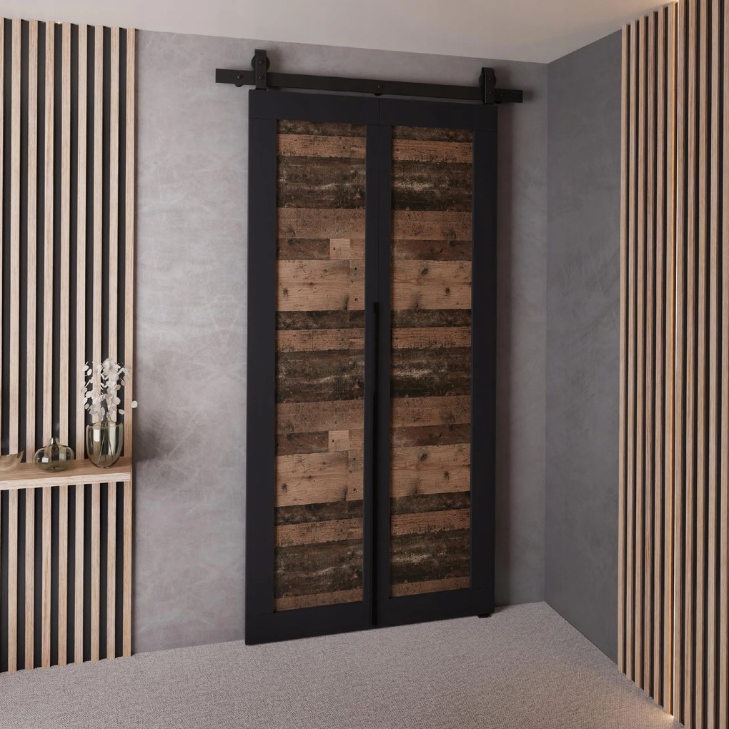 Skládací posuvné dveře QUDIO M1 černý + Old Style 80