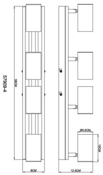 Globo 57909-4 - Bodové svítidlo KAYDEN 4xGU10/25W/230V černá