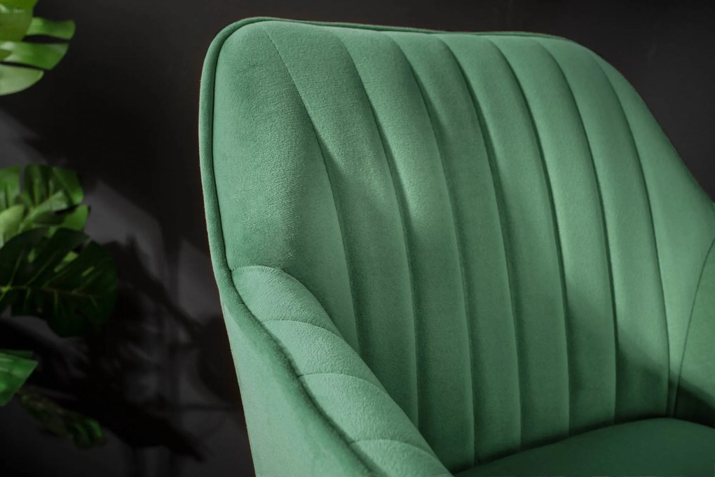 Moderní sametová barová židle zelená &ndash; Svan II
