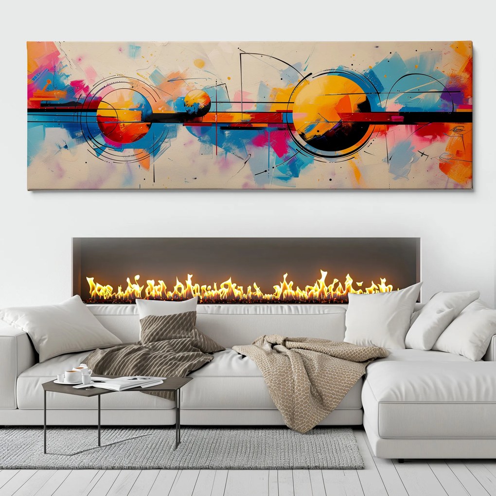 Obraz na plátně - Planetární vibrato FeelHappy.cz Velikost obrazu (šířka x výška): 210 x 70 cm
