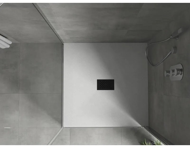 Mexen Hugo, čtvercová sprchová vanička SMC 100 x 100 cm, bílá, černá krytka, 42101010-B