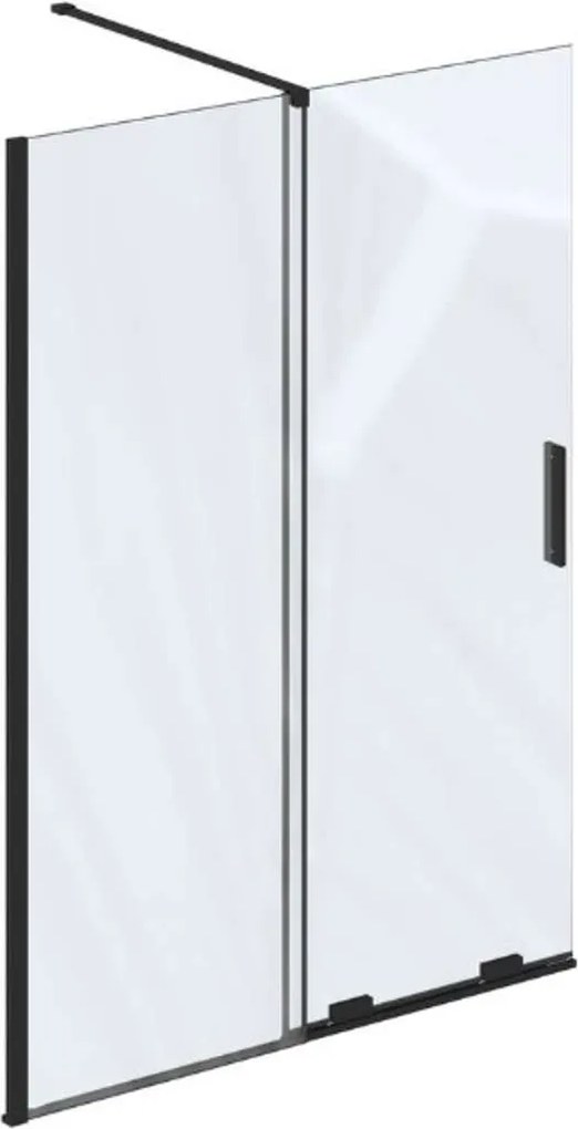 Ravak Roll - Sprchová stěna Walk-In 140x195 cm, černá/čiré sklo X9WVM0300Z1