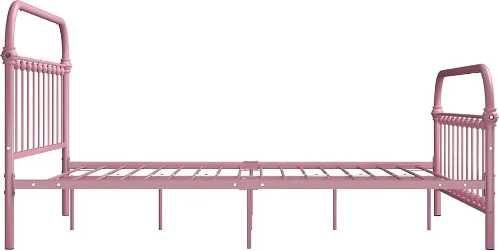 Rám postele růžový kov 140 x 200 cm 284513