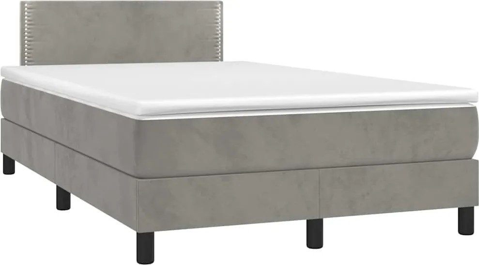 vidaXL Box spring postel s matrací a LED 120 x 190 cm samet [3270149] Barva: světle šedá