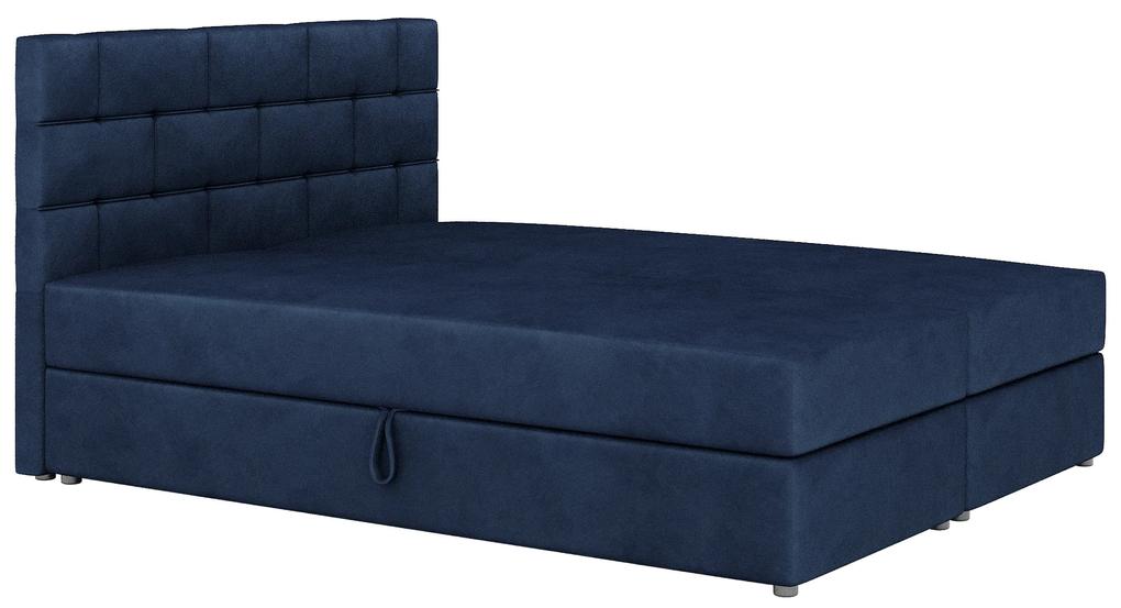 Kontinentální postel 140x200 cm Waller Comfort (tmavě modrá) (s roštem a matrací). 1056364