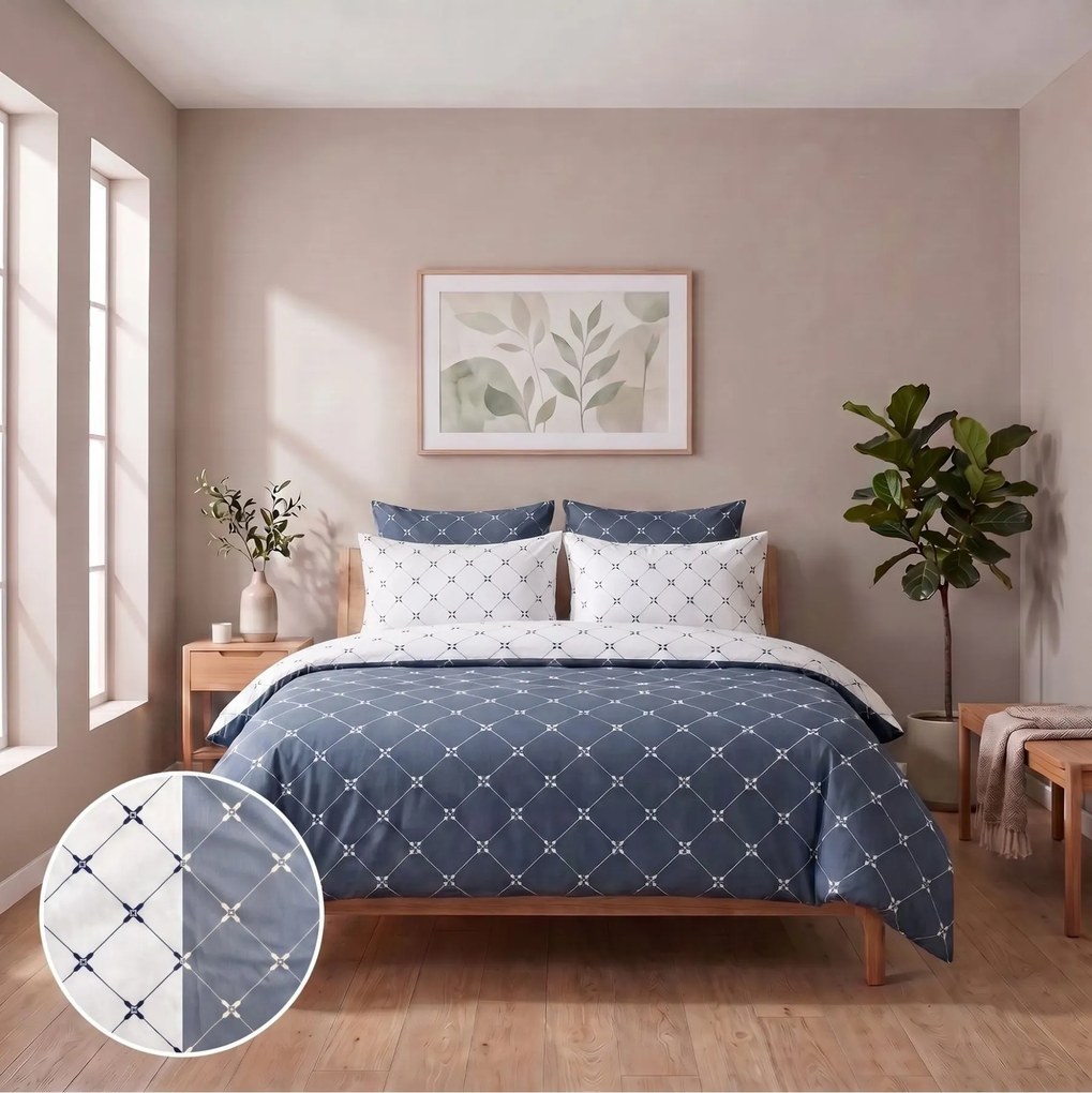 Bavlněné povlečení renforcé Safír modrý - 1x 200/200, 2x 70/90cm