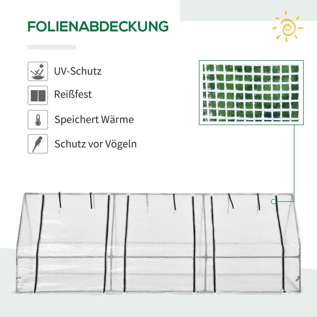 Outsunny skleník na rajčata 270x90x90 cm, chladicí rám z bílého plastu, ideální pro rostliny a zeleninu