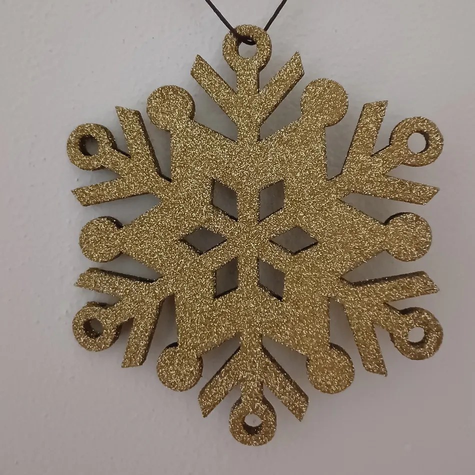 Vánoční ozdoba vločka III, pr. 15 cm, zlatá, překližka, venkovní