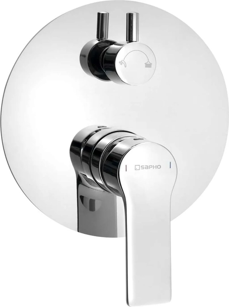 Sapho Pax - Sprchová baterie pod omítku, pro 2 spotřebiče, otočný přepínač, chrom XA43