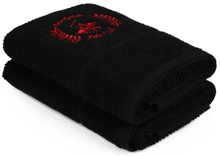 Sada dvou černých ručníků Beverly Hills Polo Club, 100 x 50 cm