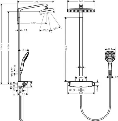 Hansgrohe Raindance Select E - Sprchový set Showerpipe 360 s termostat