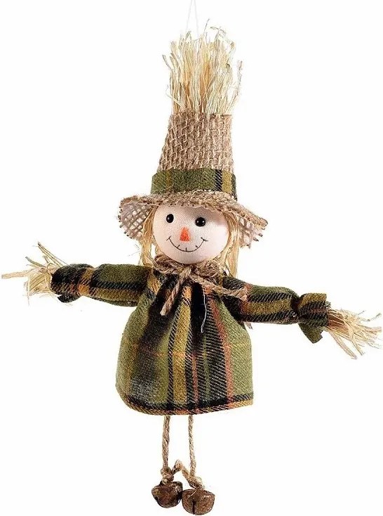 Závěsný strašák v zelené košili 22 cm