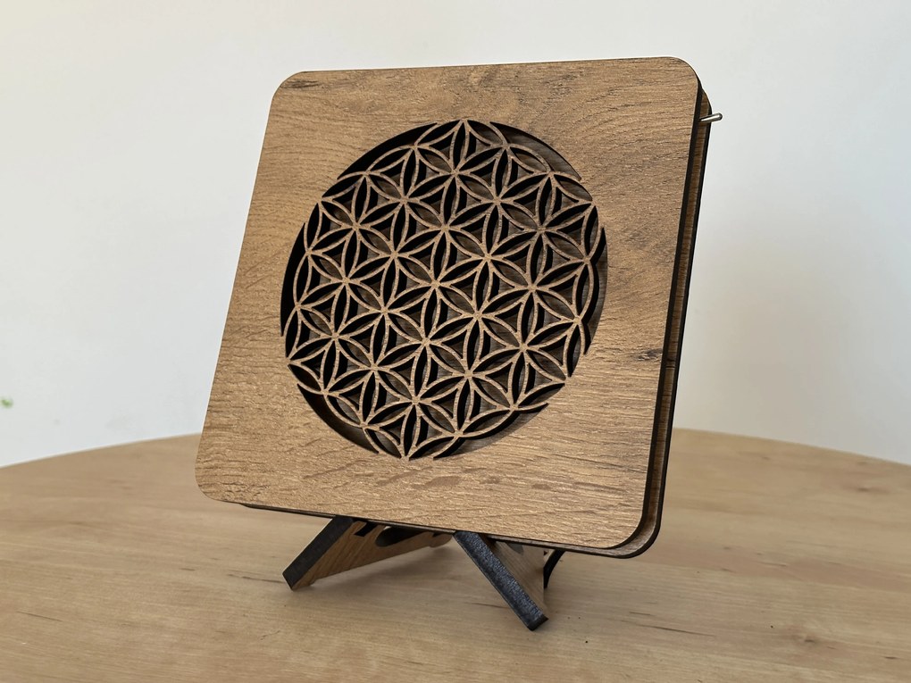 Li-Go "Květ života" lampa 19x19cm provedení povrchu: dub světlý