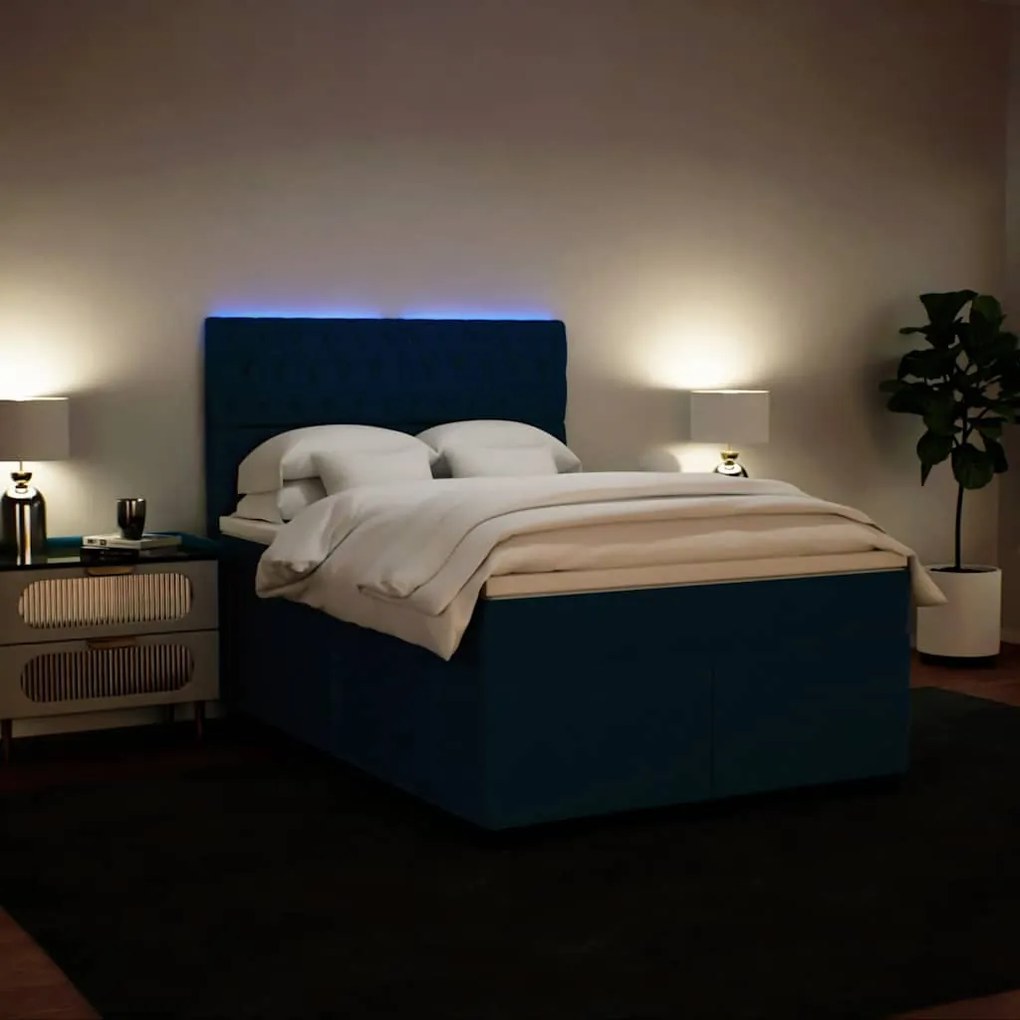 Box spring postel s matrací modrá 140 x 200 cm samet 3293240