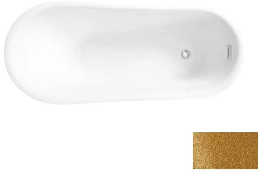 BESCO Volně stojící vana CALIMA Glam - zlatá Barva - GLAM 01 - zlatá, Barva sifonu - Grafitová, Rozměr vany - 170 × 74 cm VANCALIM170GG1