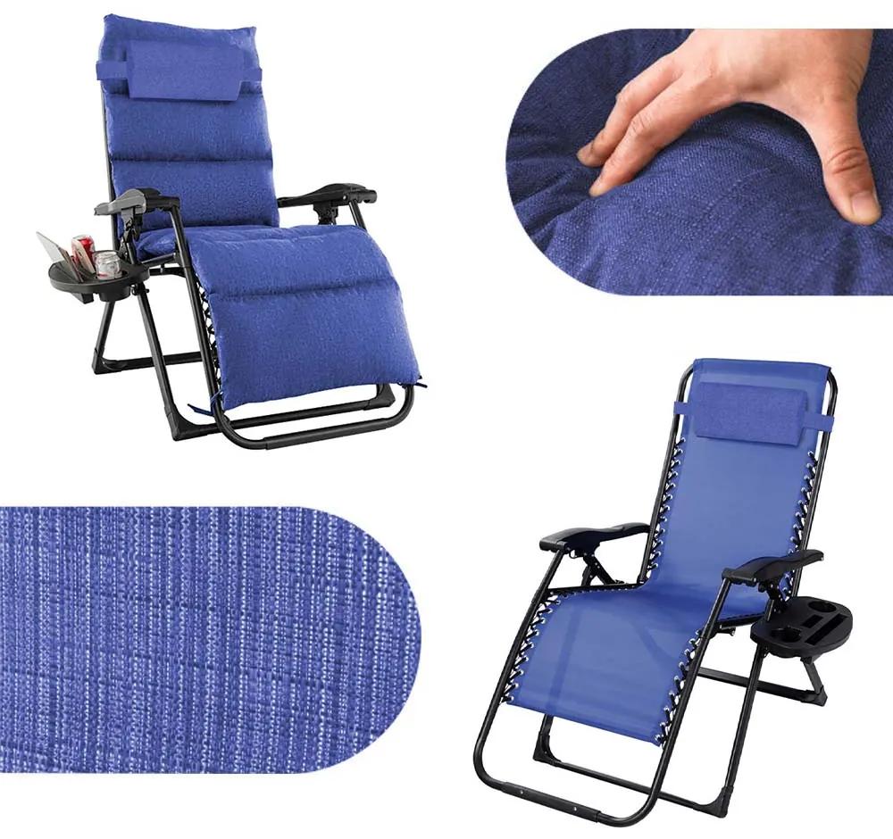 Polstrovaná nulová gravitační židle ve více barvách-modrá