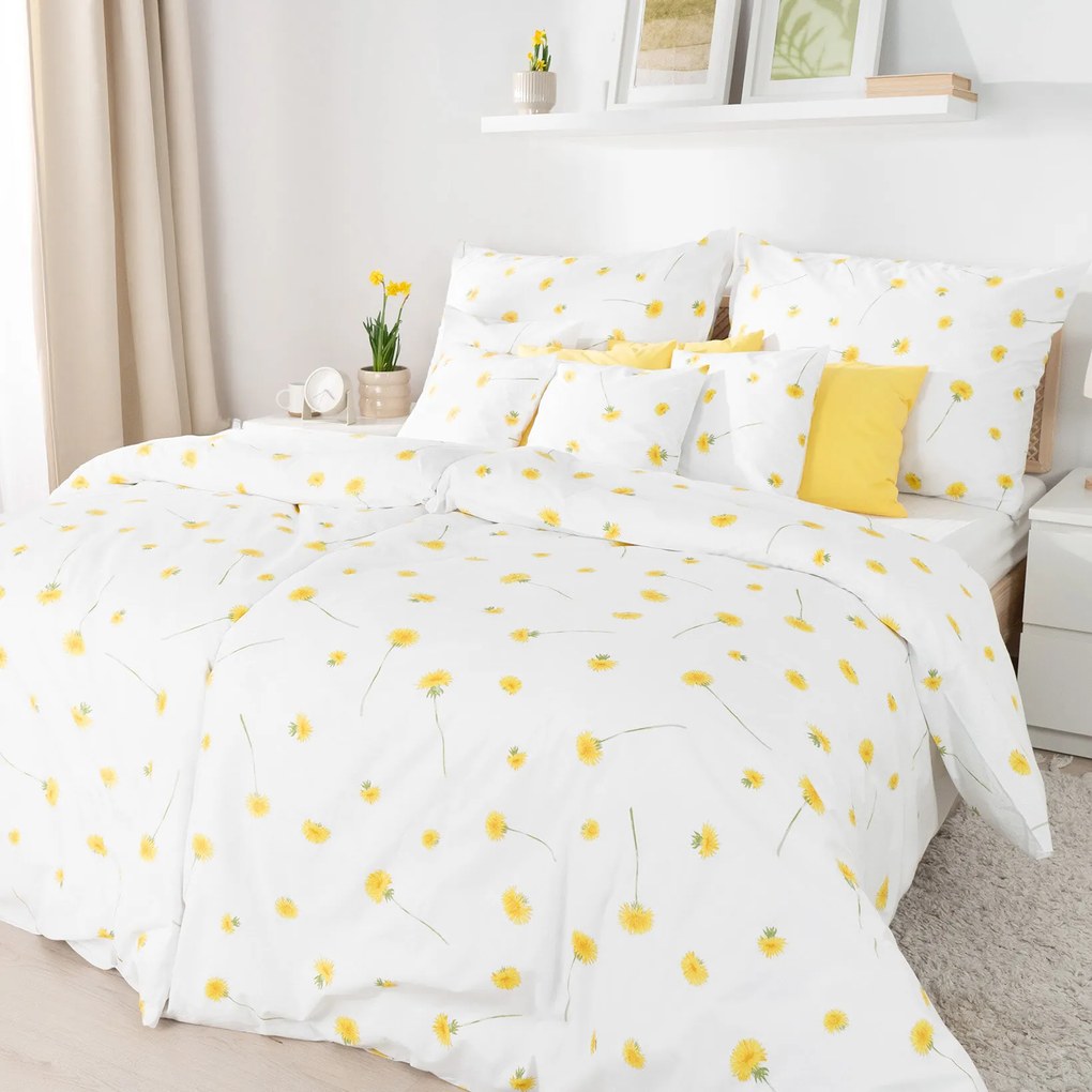 Goldea bavlněné povlečení - pampelišky 140 x 200 a 70 x 90 cm