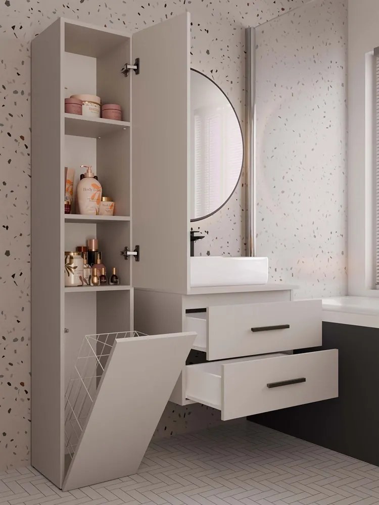 Závěsná skříňka pod umyvadlo s deskou NEL 2S 60 cm kašmírová