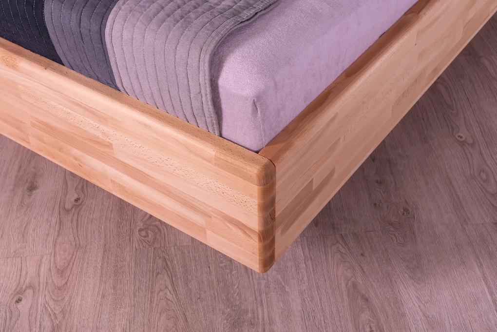 Masivní postel SATURN - Solwo Design Dřevo a odstín oleje: BUK Cink - Olejování přírodní, Rozměr spací plochy: 200x200